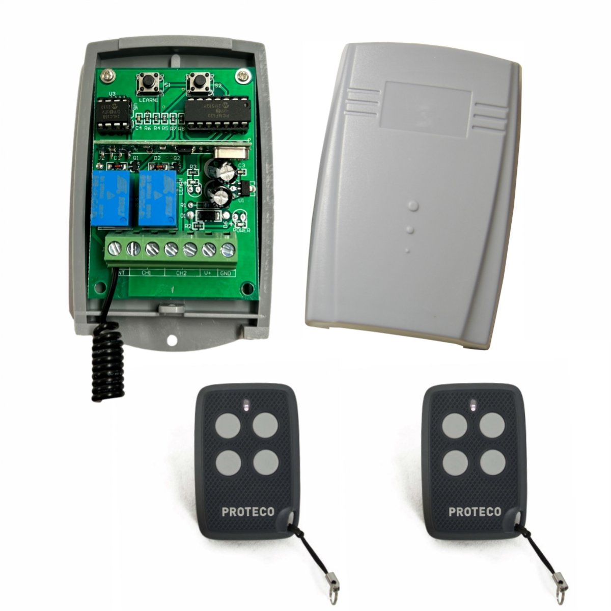 Torantrieb Funkset 12-24V. Empfänger Fast und 2 Stück H